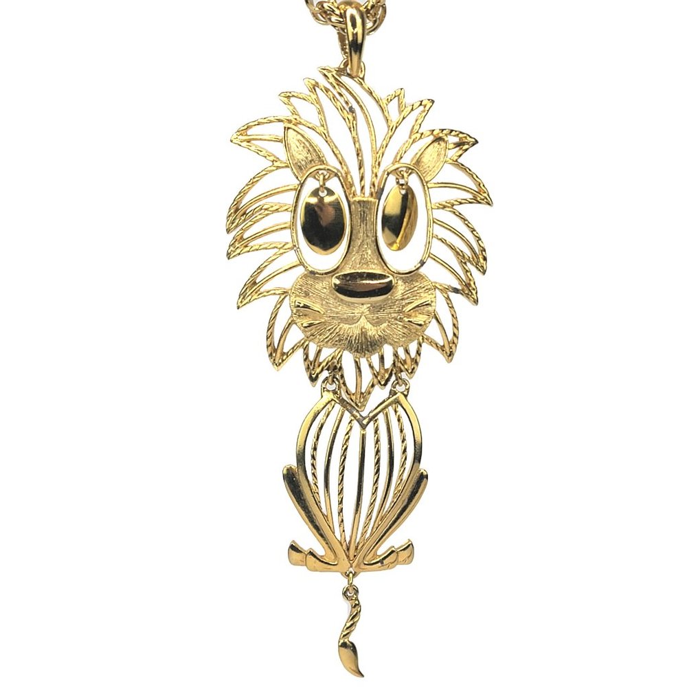 Vintage 70s Alan Moveable Lion Statement Necklace - Gem